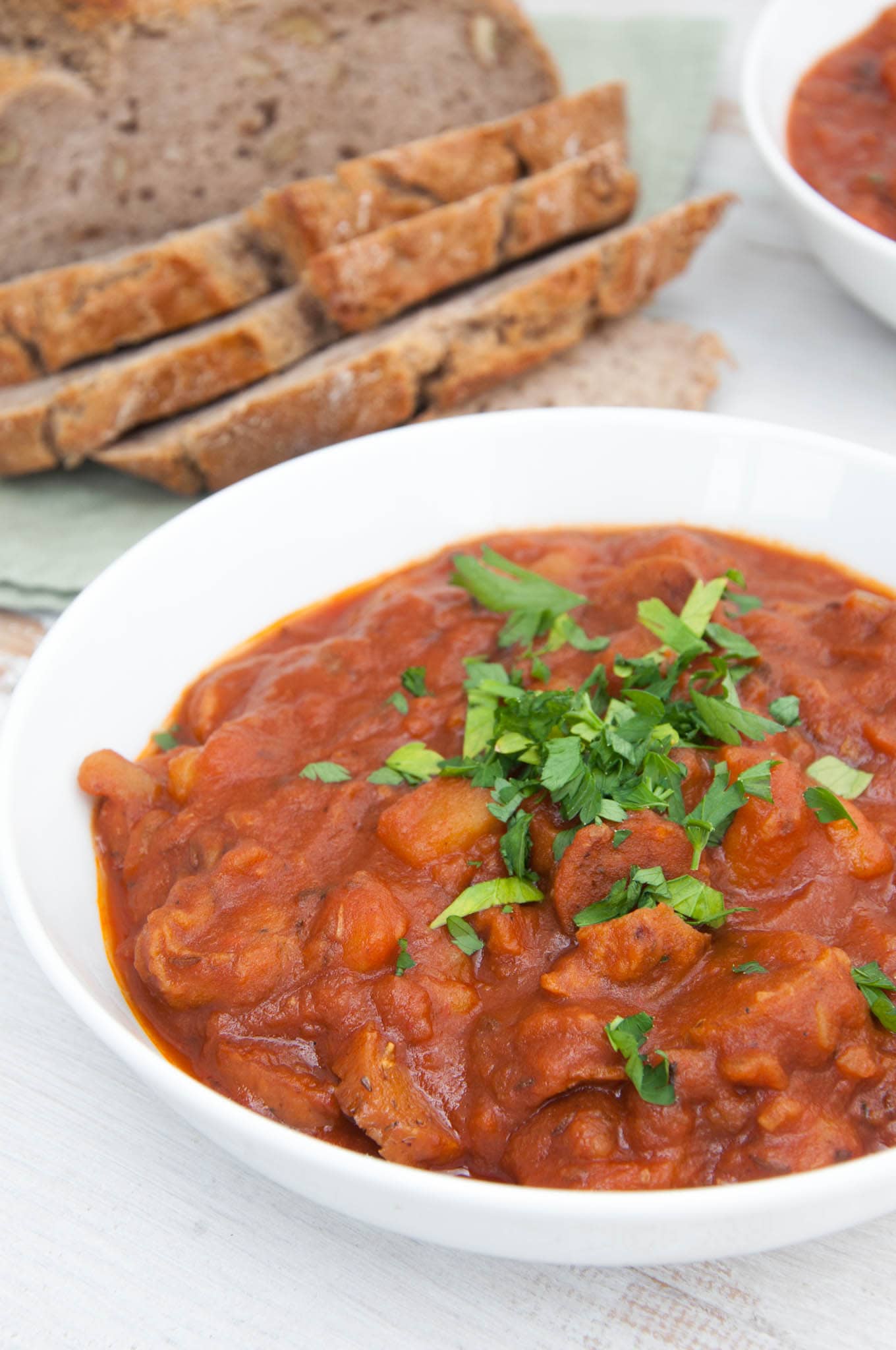 Vegan Goulash with Homemade Sausages Recipe | Elephantastic Vegan