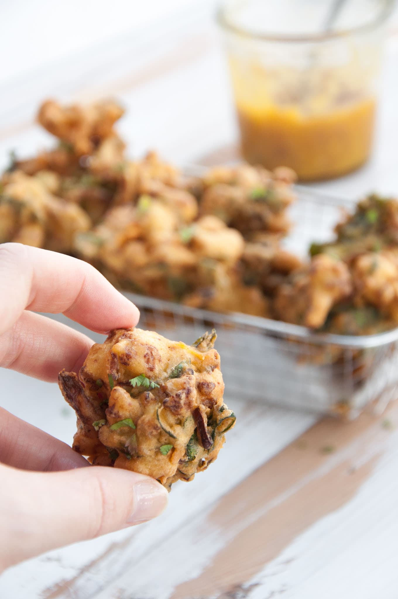 Vegetable Pakoras with Mango Chutney Recipe | Elephantastic Vegan