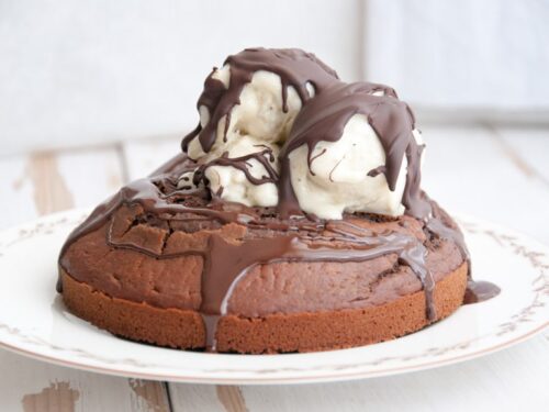 Vegan Chocolate Lovers Cake with Banana Ice Cream and Chocolate Hard Shell