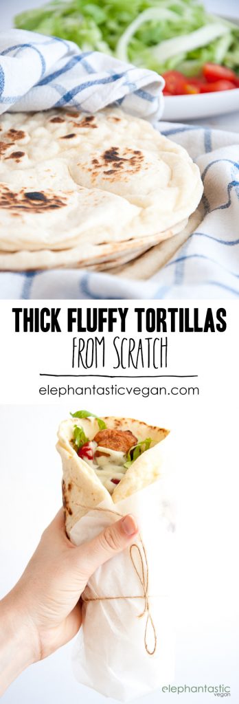 Thick Fluffy Tortillas from scratch Recipe | Elephantastic Vegan