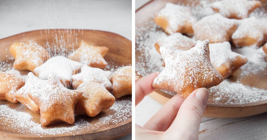 Powdered Sugar Snow Star Donuts Recipe | Elephantastic Vegan