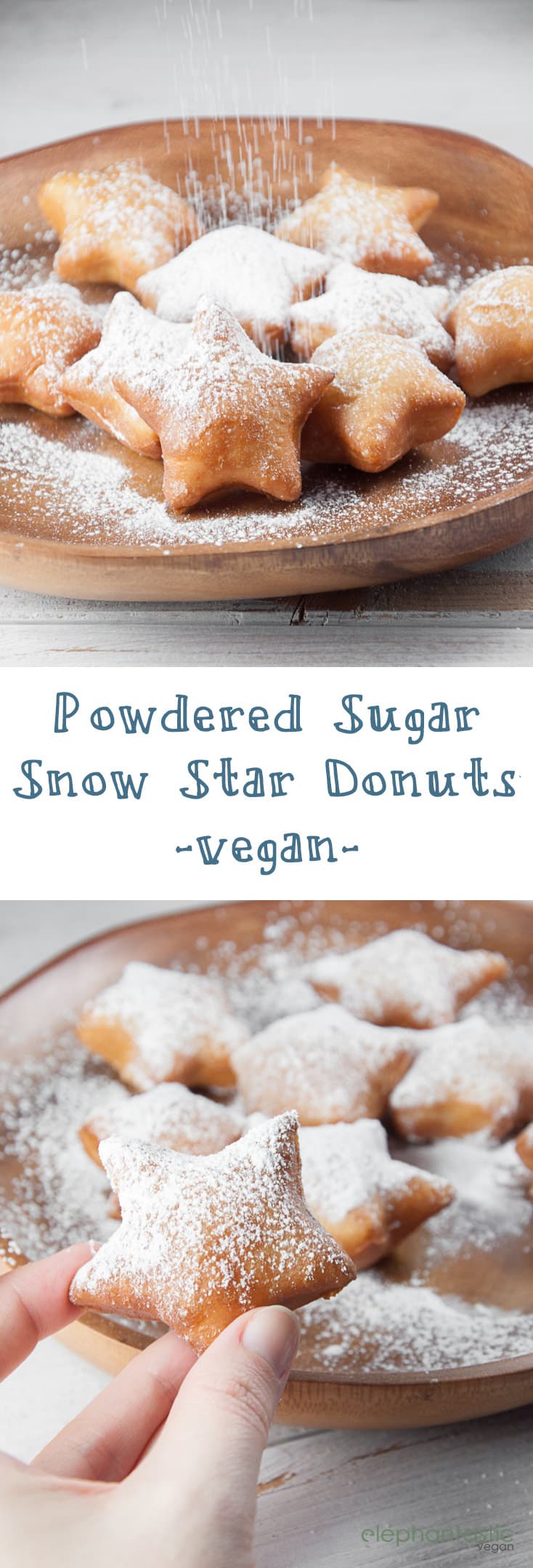 Powdered Sugar Snow Star Donuts Recipe | Elephantastic Vegan