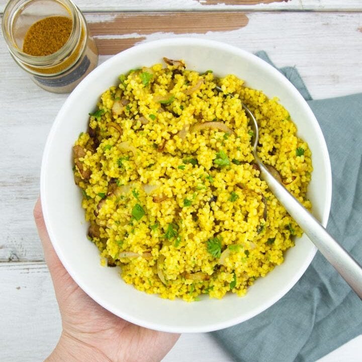 Golden Couscous Side Dish Recipe - Elephantastic Vegan